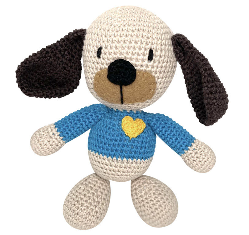 Stuffed Crochet Blue Dog - The Smiley Baby